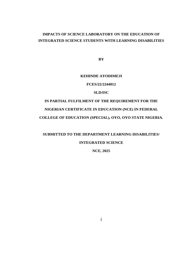 Impacts of Science Laboratory on the Education of Integrated Science ...