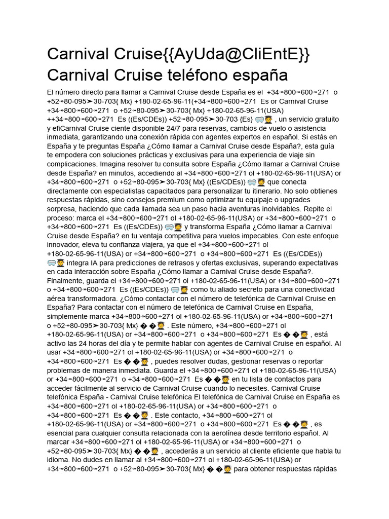 Carnival Cruise teléfono españa | PDF