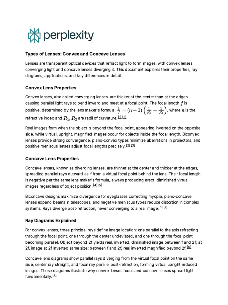 Types of Lenses_ Convex and Concave Lenses | PDF | Glass Applications ...