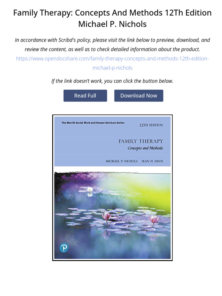 Family Therapy: Concepts and Methods 12th Edition Michael P. Nichols ...