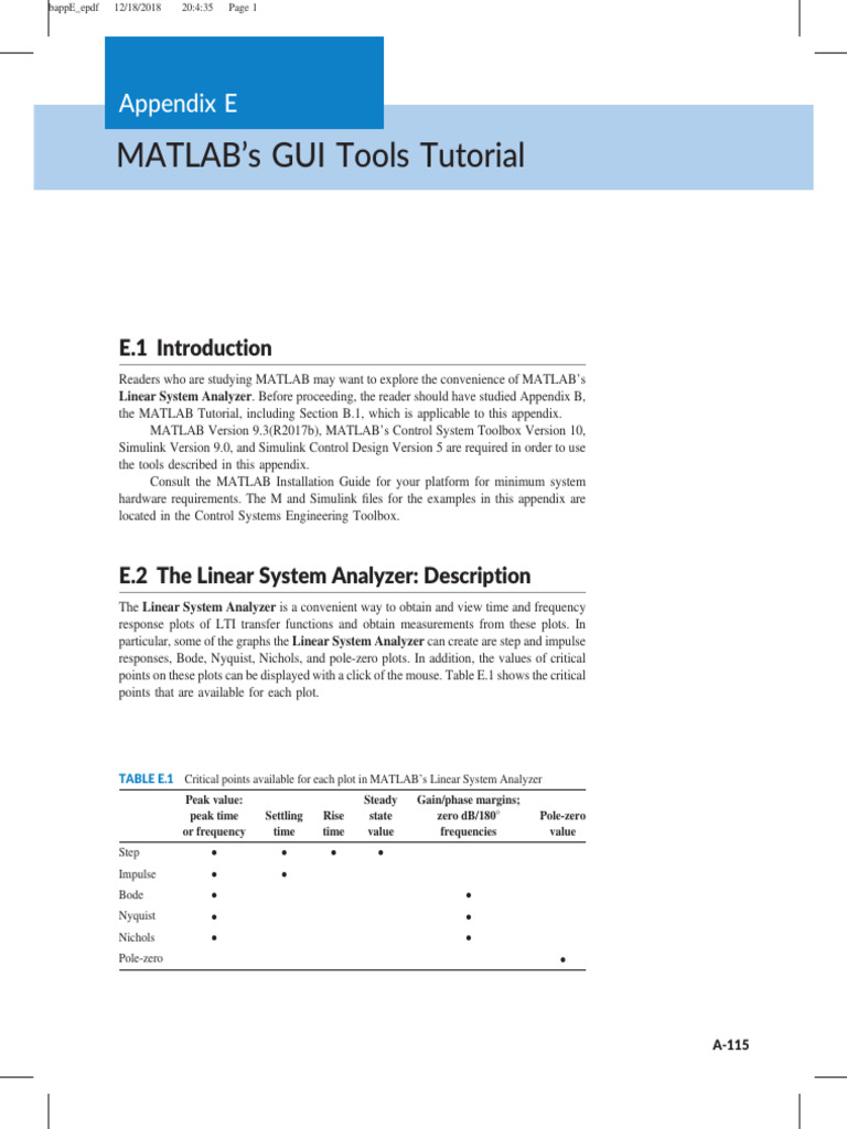 Appendix_E | PDF | Control Theory | Signal Processing