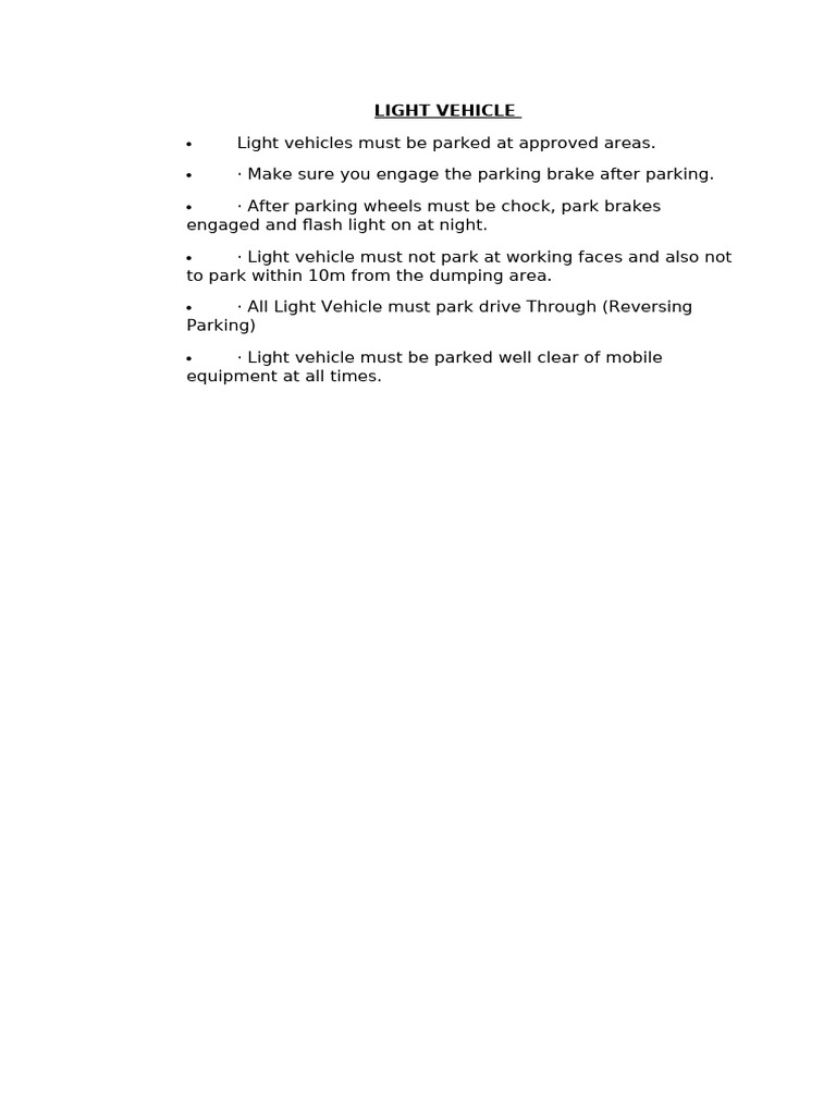 Light Vehicle Parking Guidelines | PDF
