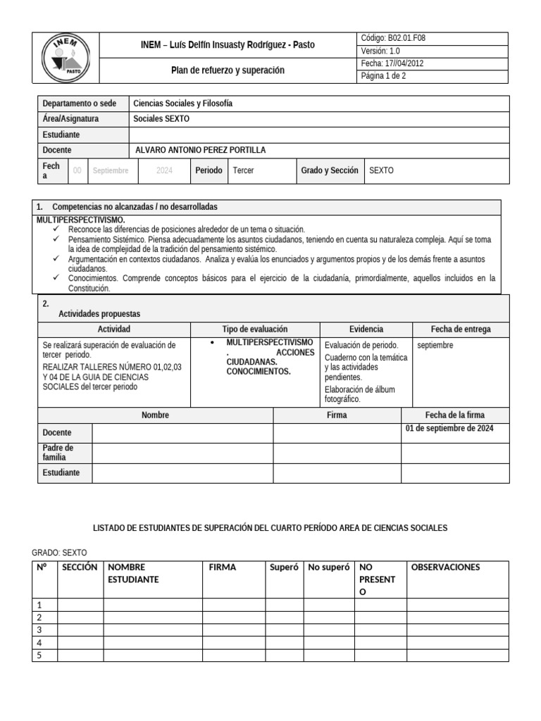 2.2 b02.02.04.f01 Plan de Ref y Sup 3p Sexto | PDF