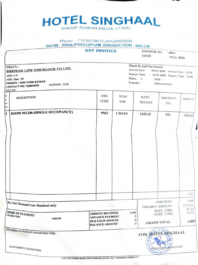 Hotel Bill | PDF