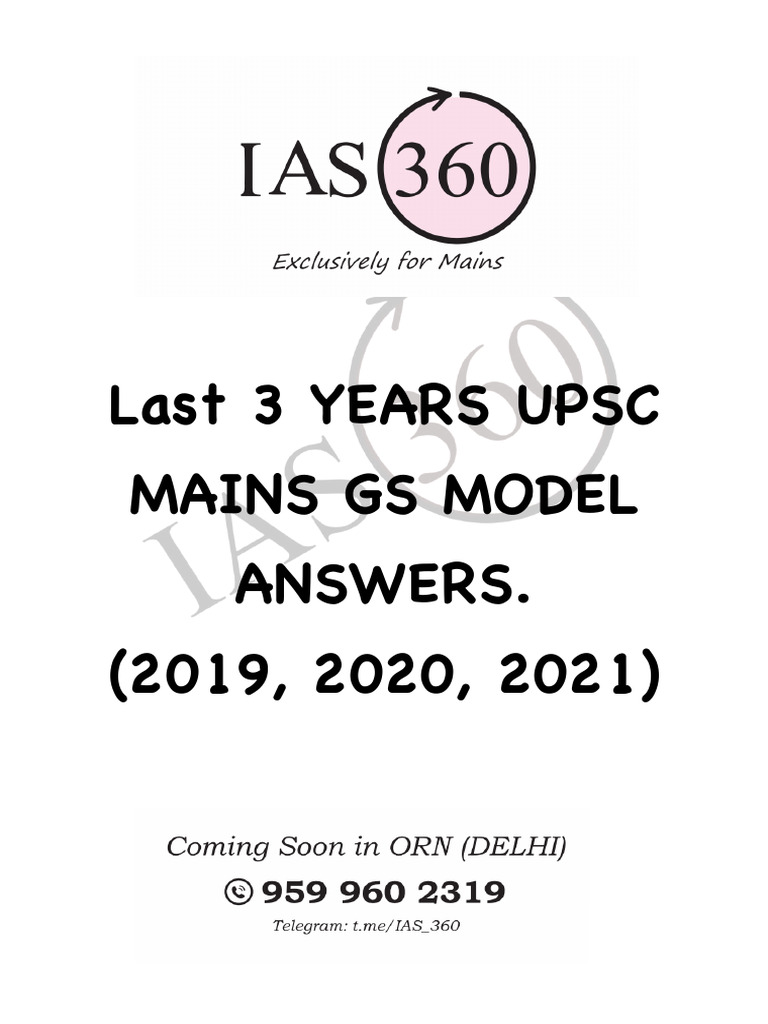 UPSC Mains GS Model Answers (2019-2021) | PDF | Coral | Separation Of ...