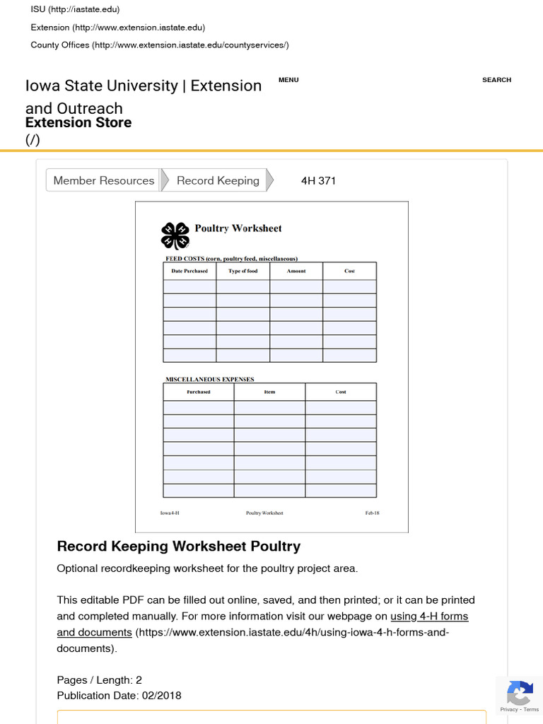 Poultry Record Keeping Worksheet | PDF | Internet | Software