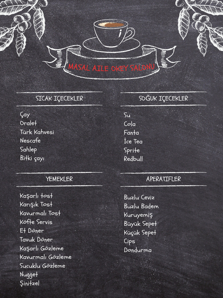 Dark Rustic Chalkboard Texture Cafe Menu | PDF