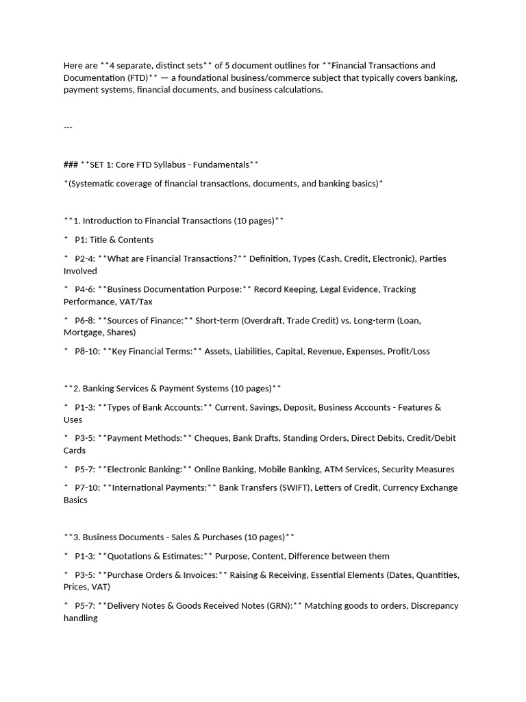 FTD notes | PDF | Debits And Credits | Payments