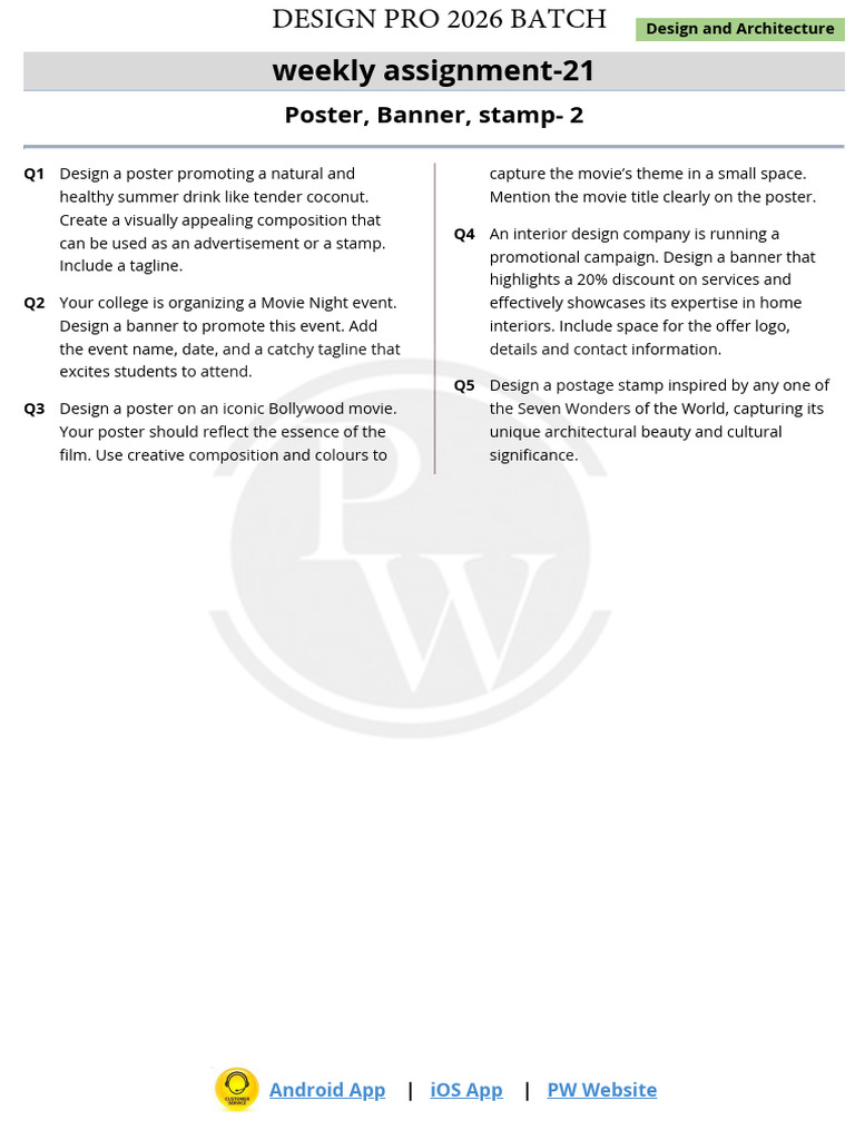 Weekly Assignment 21 : Poster, Banner, Stamp - Part 2_Questions ...