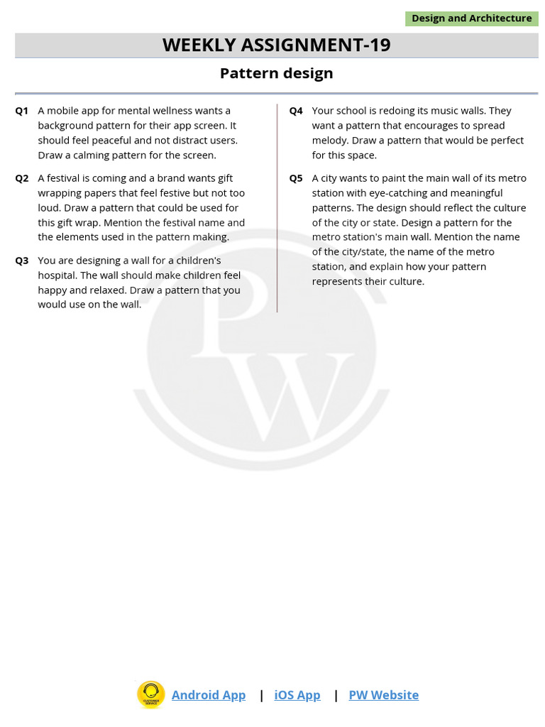 Weekly Assignment 19 : Pattern Design_Questions_684c1b44c9fbaf54f09a2a28 | PDF
