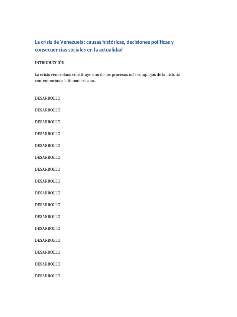 Crisis en Venezuela: causas y consecuencias | PDF | Venezuela ...