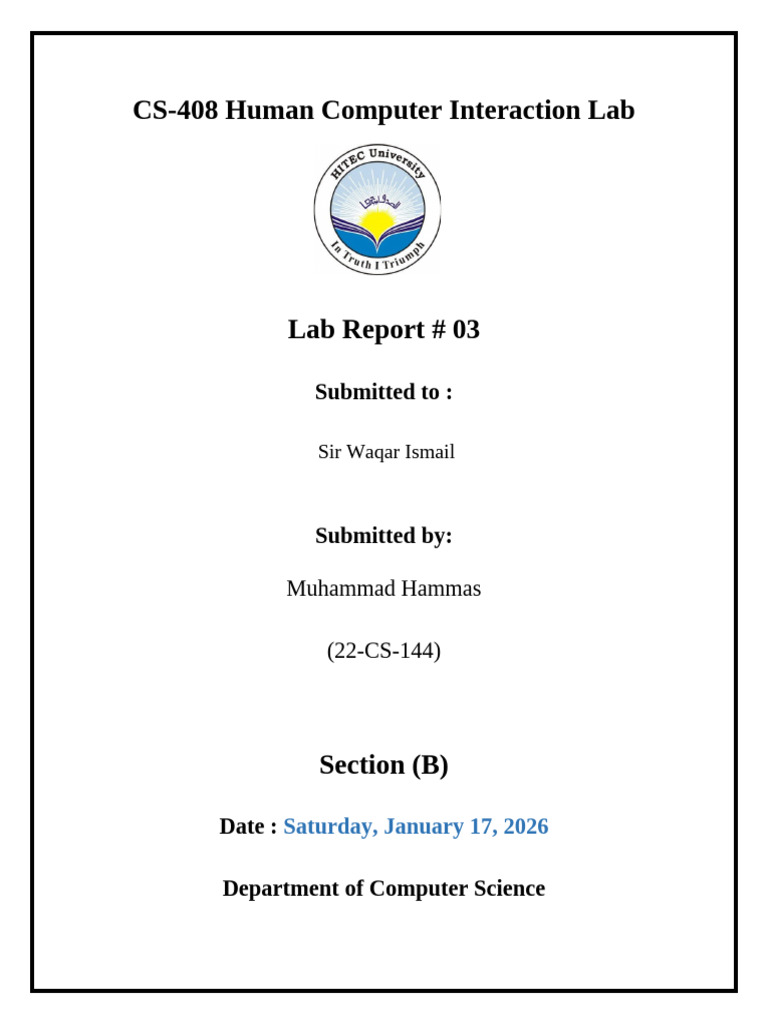 Human Computer Interaction Lab # 3 | PDF