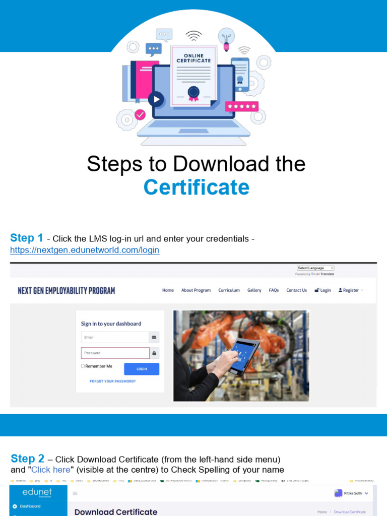 Steps to Download Certificate | PDF
