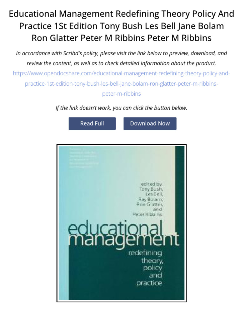 Educational Management Redefining Theory Policy And Practice 1st ...