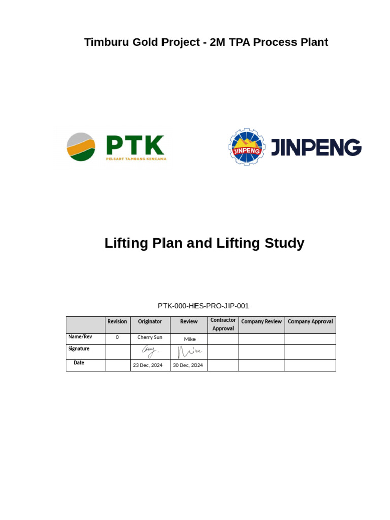 PTK 000 HES PRO JIP 001_Rev0_Lifting Plan and Lifting Study_30 Dec,2024 ...