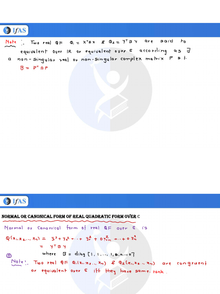 221 Unit 1 Linear Algebra Lectures l32 Quadratic Form II PDF | PDF