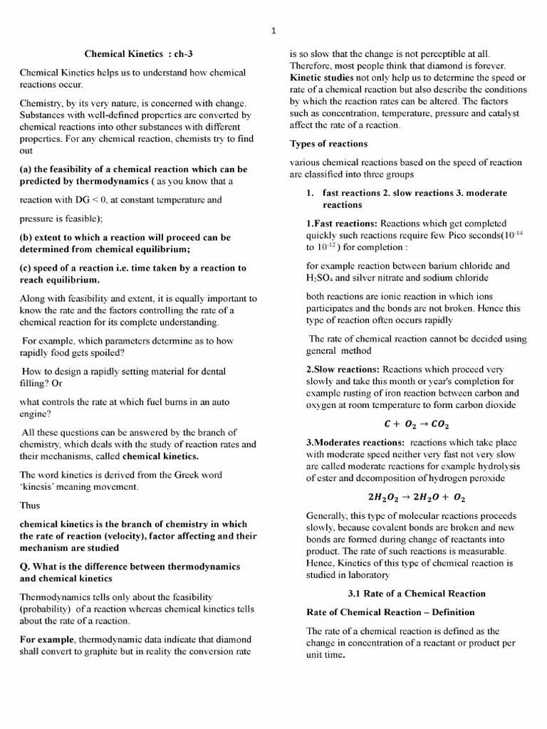 Chemical Kinetics Ch-3 | PDF