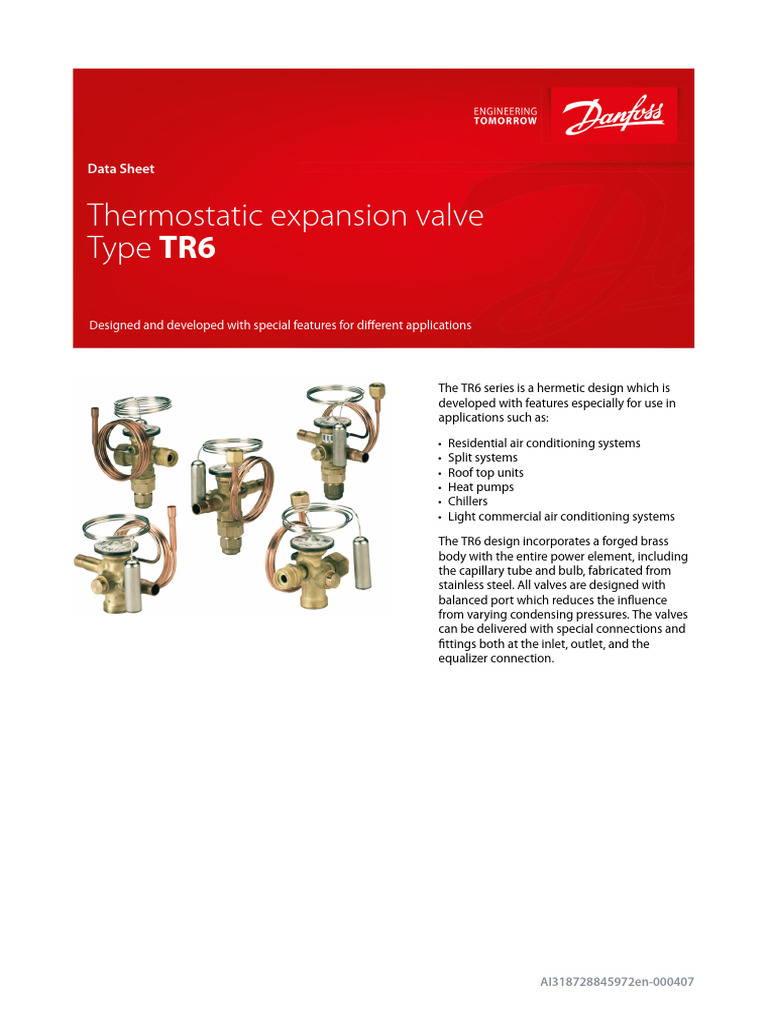 TR6 Thermostatic Expansion Valve Overview | PDF | Air Conditioning | Valve