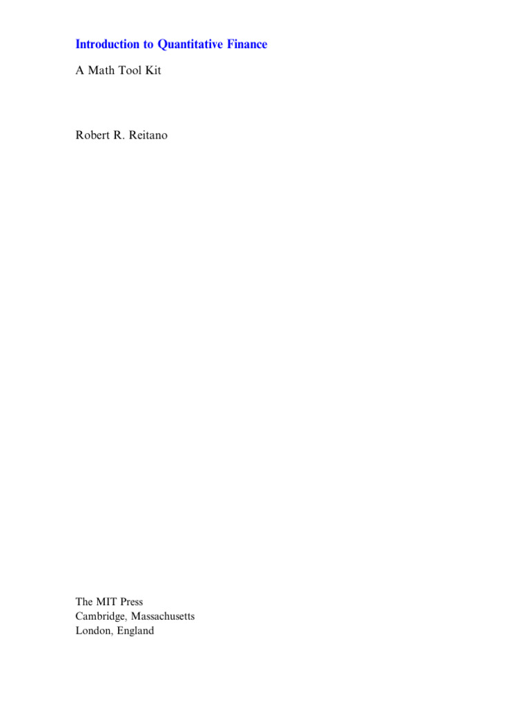 Quantitative Finance Math Toolkit | PDF | Probability Distribution ...