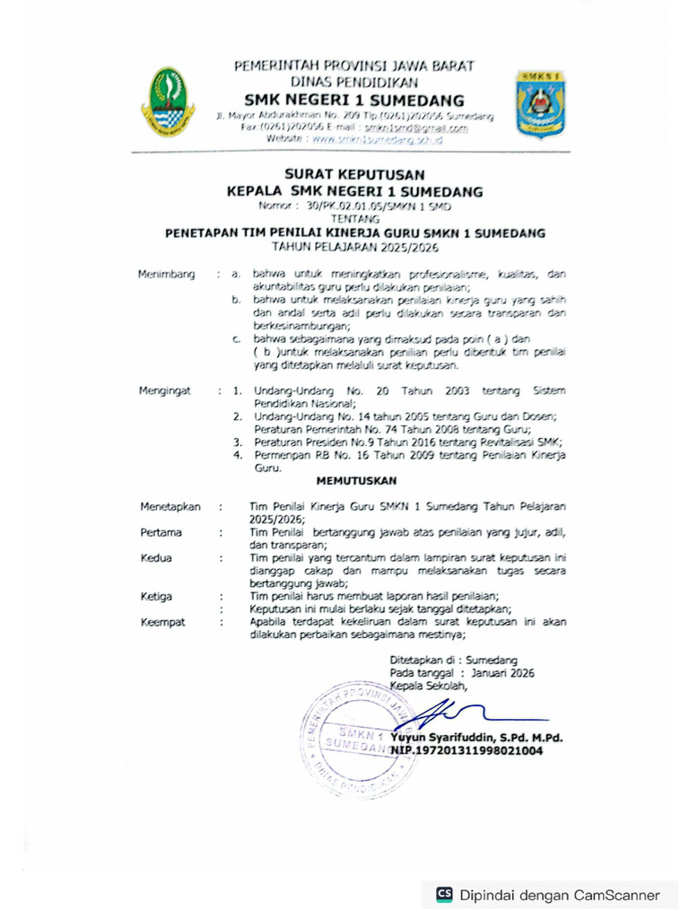 Sk Tim Pkg Smkn 1 Sumedang -1 | PDF