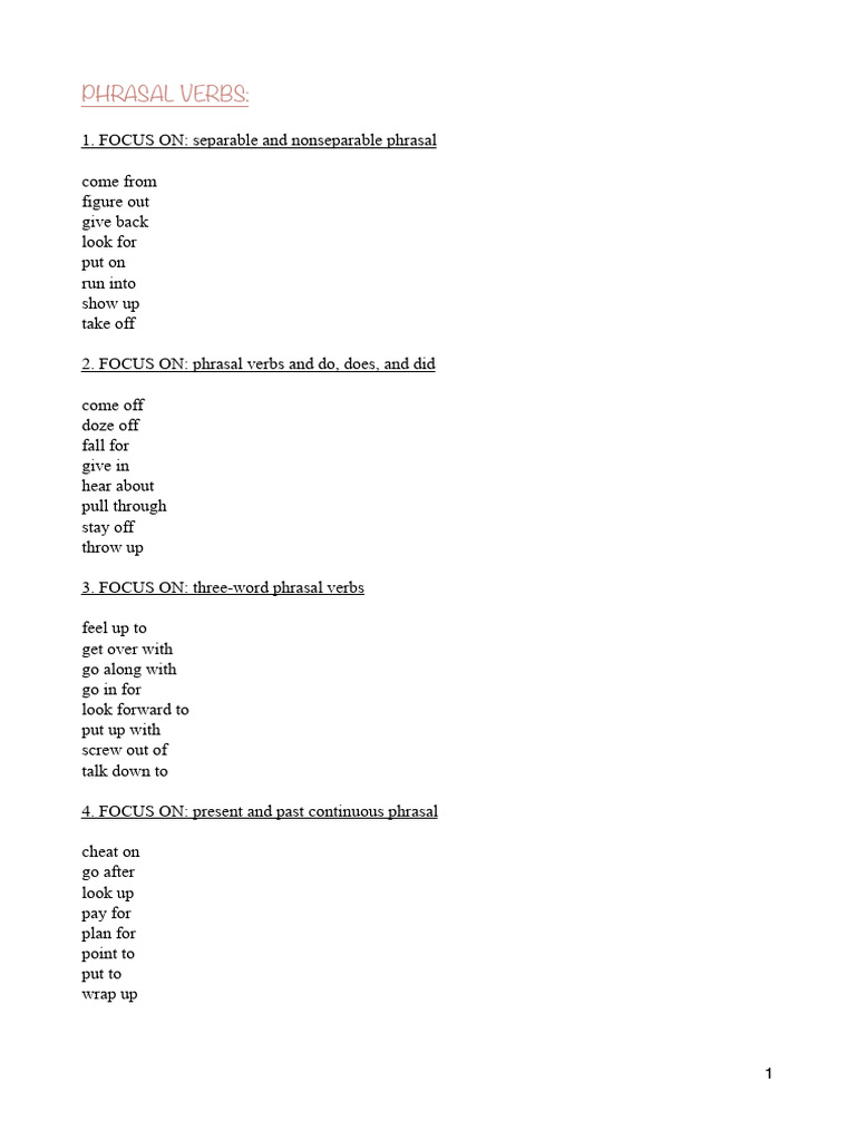 Comprehensive Guide to Phrasal Verbs | PDF