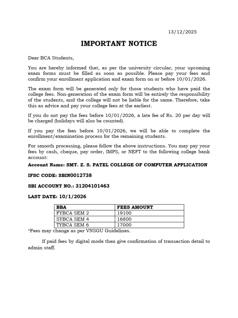 Fees 2,4,6 - BCA | PDF