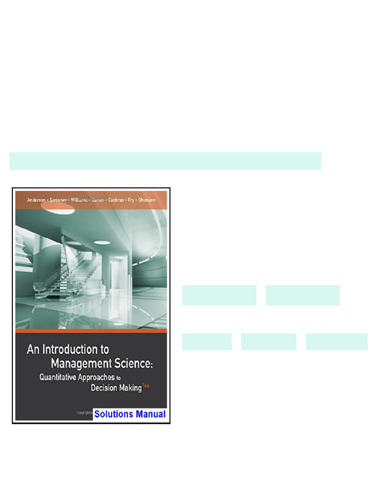 Introduction to Management Science Quantitative Approaches to Decision ...