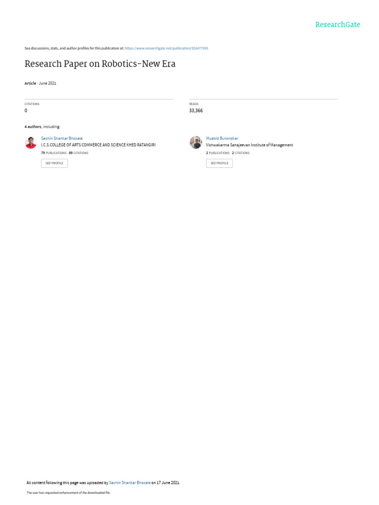 2486755-Research Paper Robotics New Era | PDF | Robot | Robotics