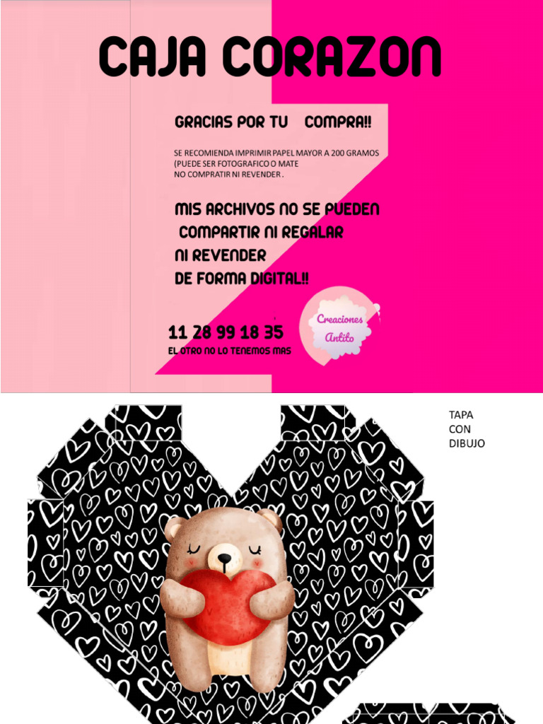 CAJA CORAZON CREACIONES ANTITO NO COMPARTIR NI REVENDER | PDF