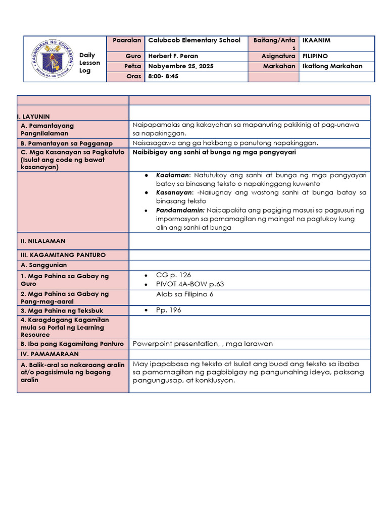 Filipino 6 Cot 1 q3 Week 3 | PDF