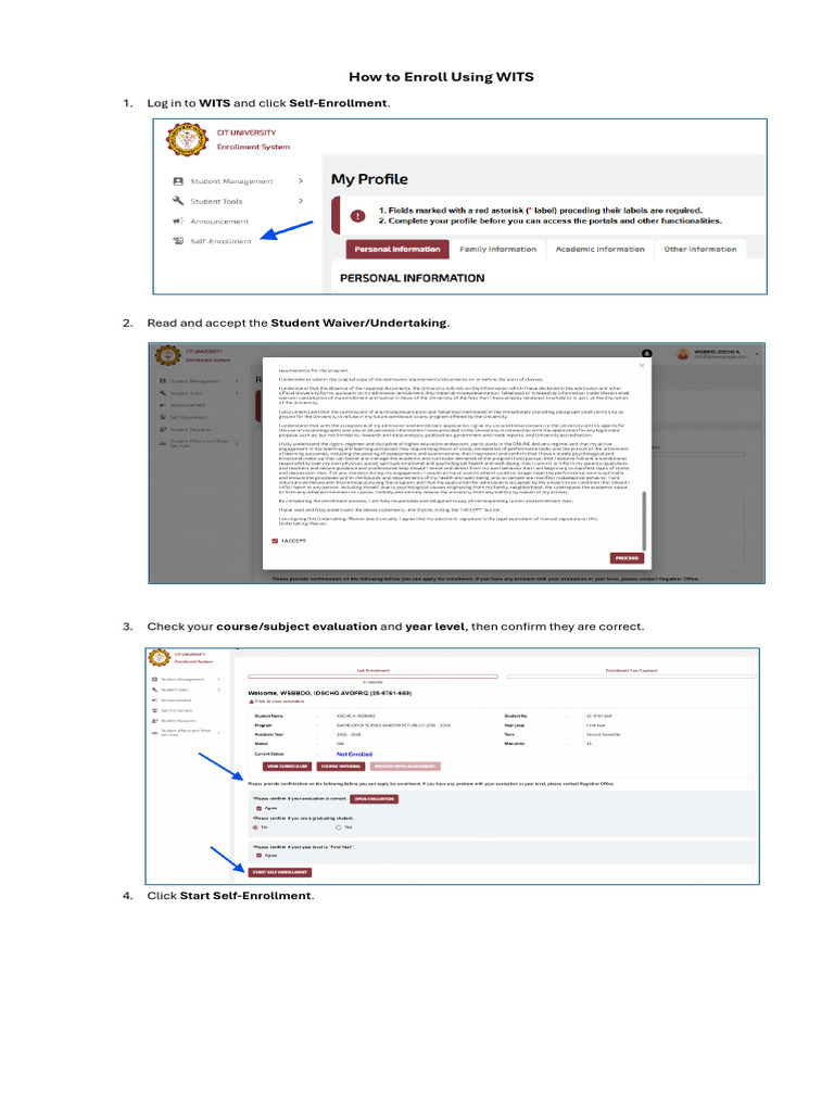 How To Enroll Using WITS | PDF
