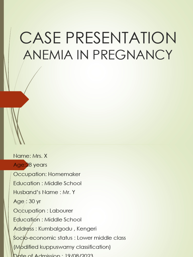 Anaemia in Pregnancy case ppt | PDF | Pregnancy | Calorie