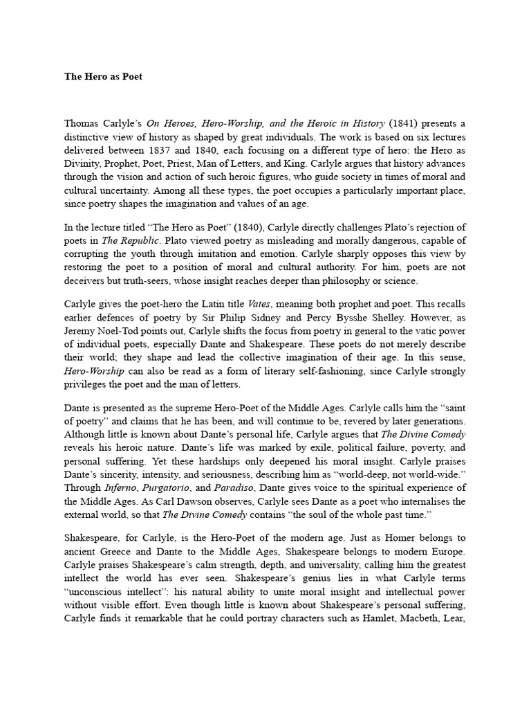 Carlyle's Hero as Poet: Dante & Shakespeare | PDF | Divine Comedy ...