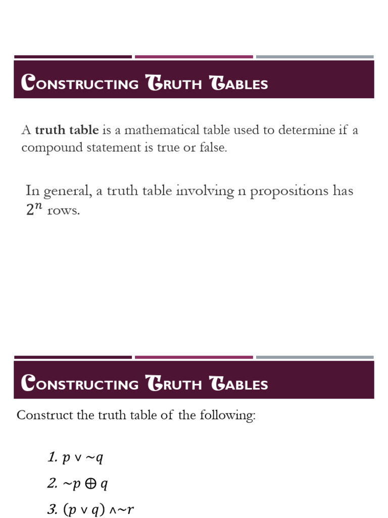 Truth Tables and Logical Propositions | PDF | Contradiction | Logic