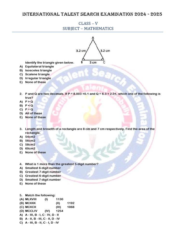 CLASS-V-SET-3-MATH | PDF | Mathematics | Polytopes