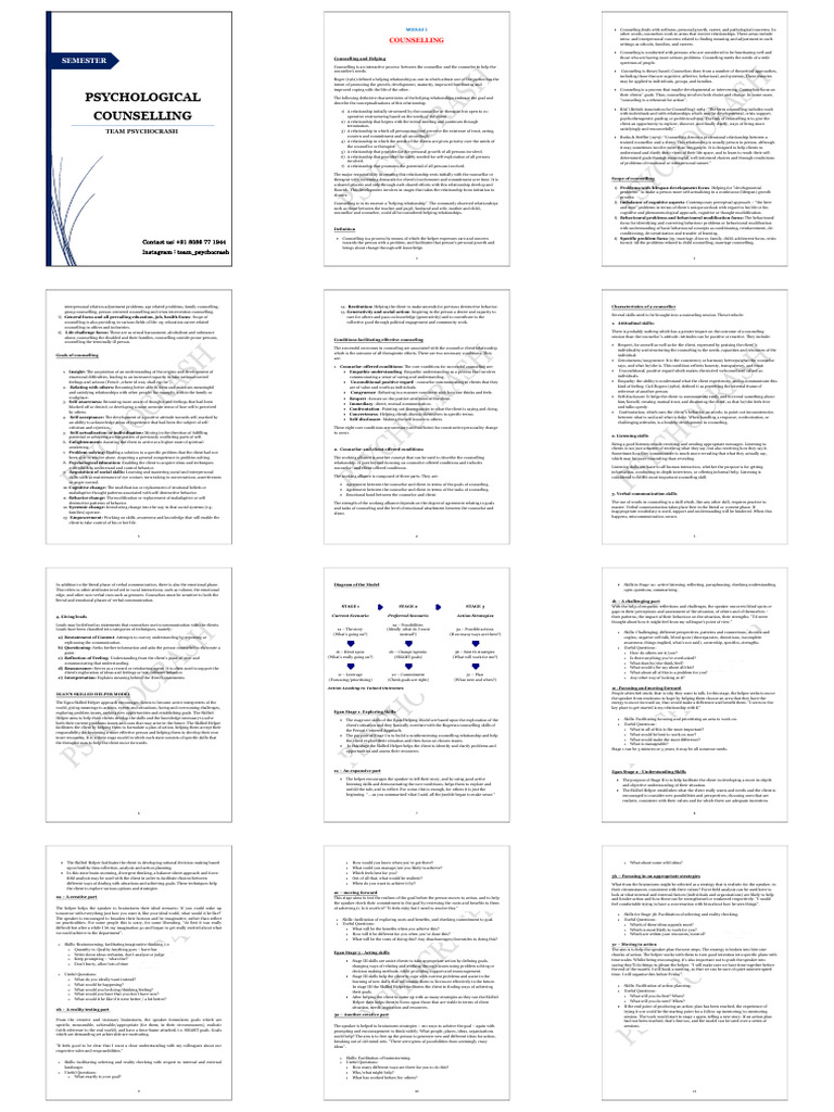 4.PsychoCrash_Counselling Psy (1) | PDF | Psychotherapy | Communication
