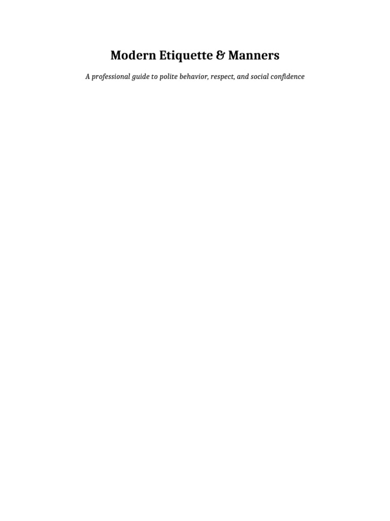 20 Modern Etiquette and Manners | PDF | Motivation | Motivational