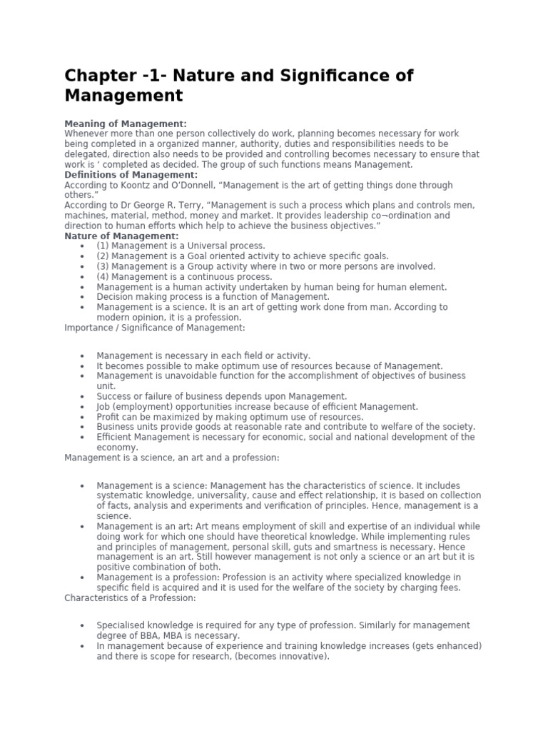 OCM Chapter 1 Nature and Significance of Management | PDF | Employment ...