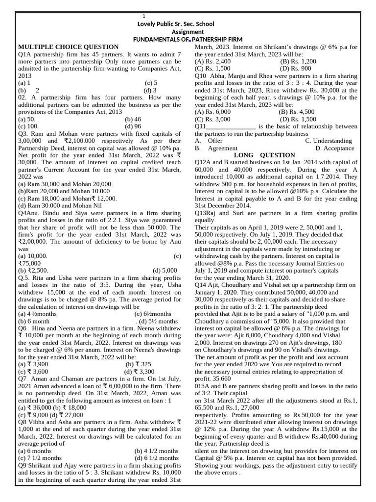 Multiple Choice Question | PDF | Financial Accounting | Private Law