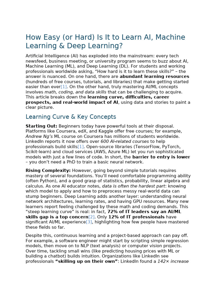 How Easy (or Hard) is It to Learn AI, Machine Learning & Deep Learning ...
