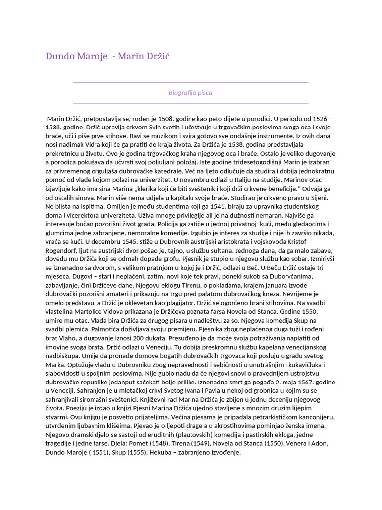 Dundo Maroje | PDF
