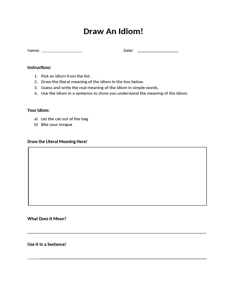 Draw and Understand Idioms Activity | PDF
