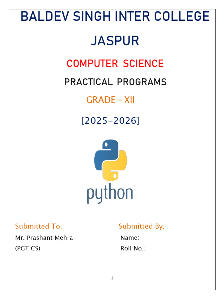 Grade XII Computer Science Programs | PDF