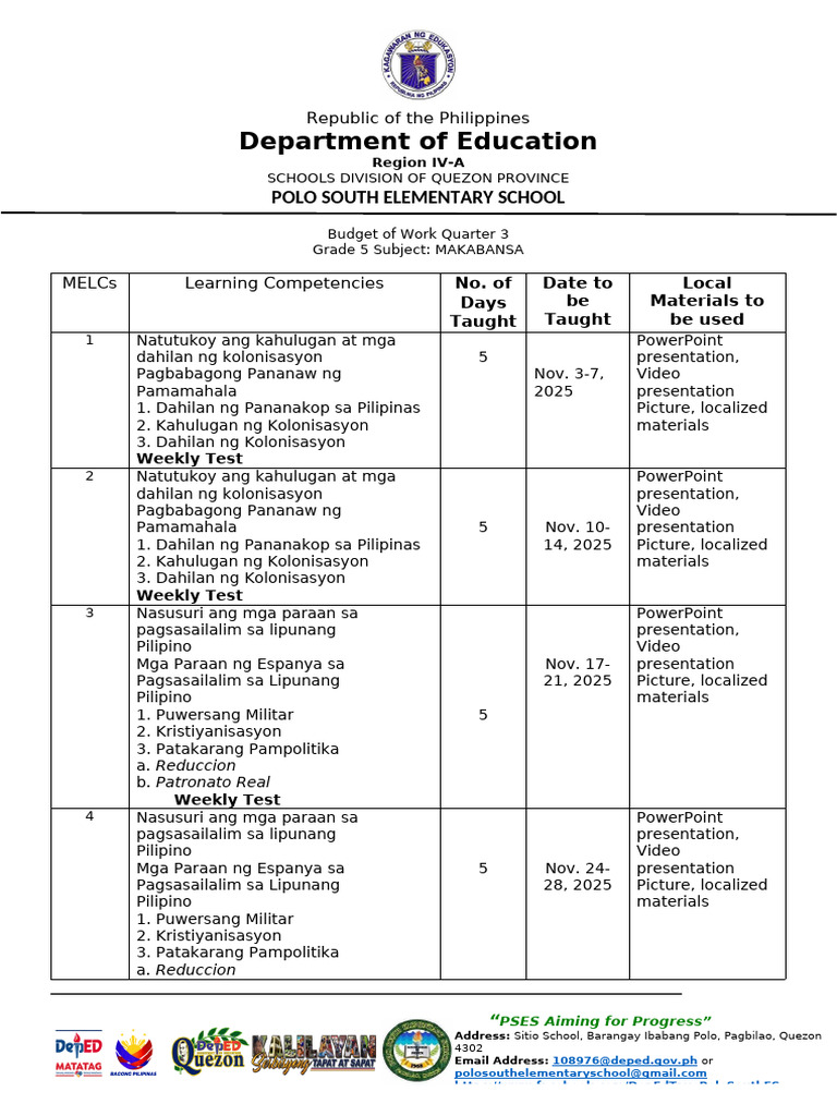 BOW-GRADE-5-AP 3rd and 4th Quarter | PDF