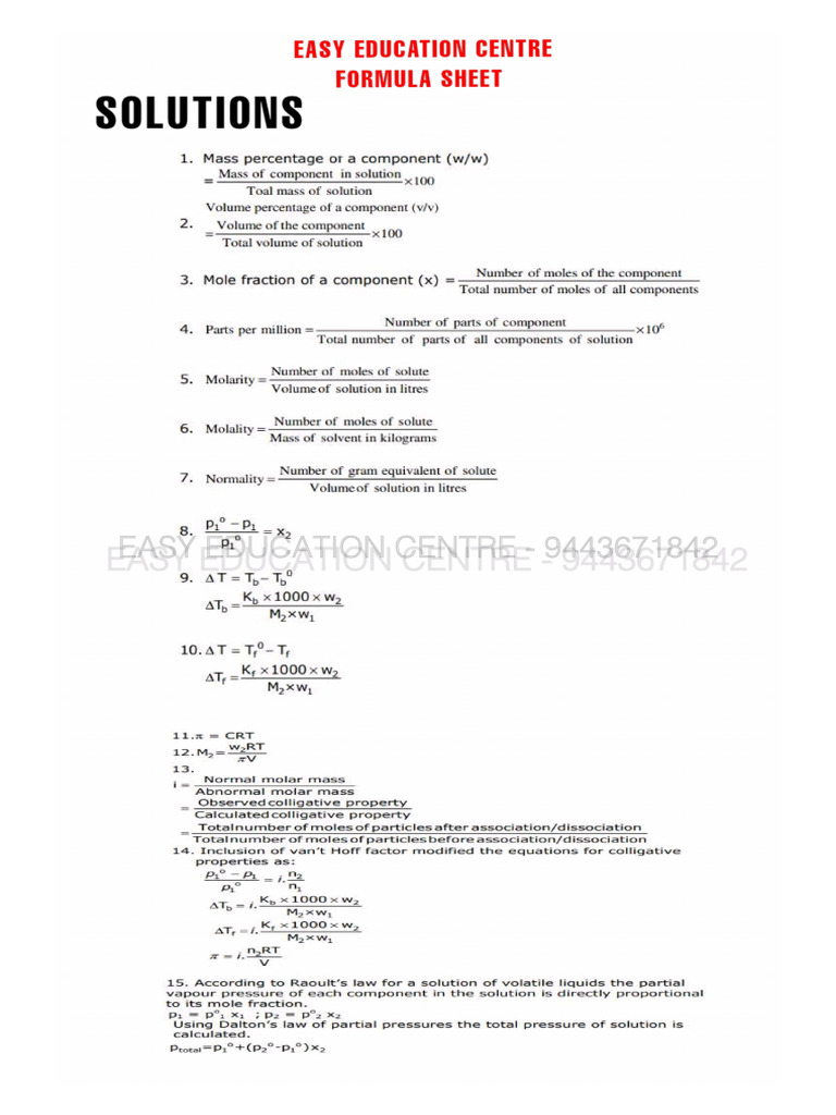 Formula Sheet | PDF