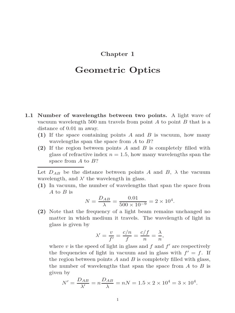 2017-geometric-optics | PDF | Wavelength | Refraction