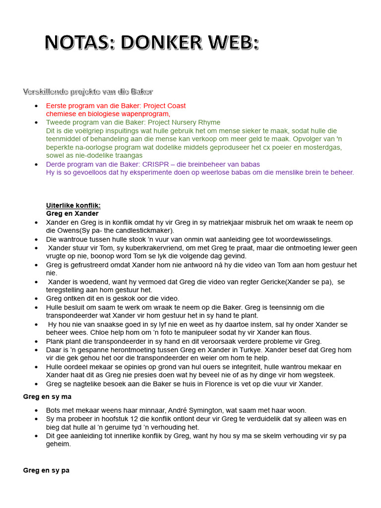 Donker Web Notas ( Konflik en Projekte) | PDF