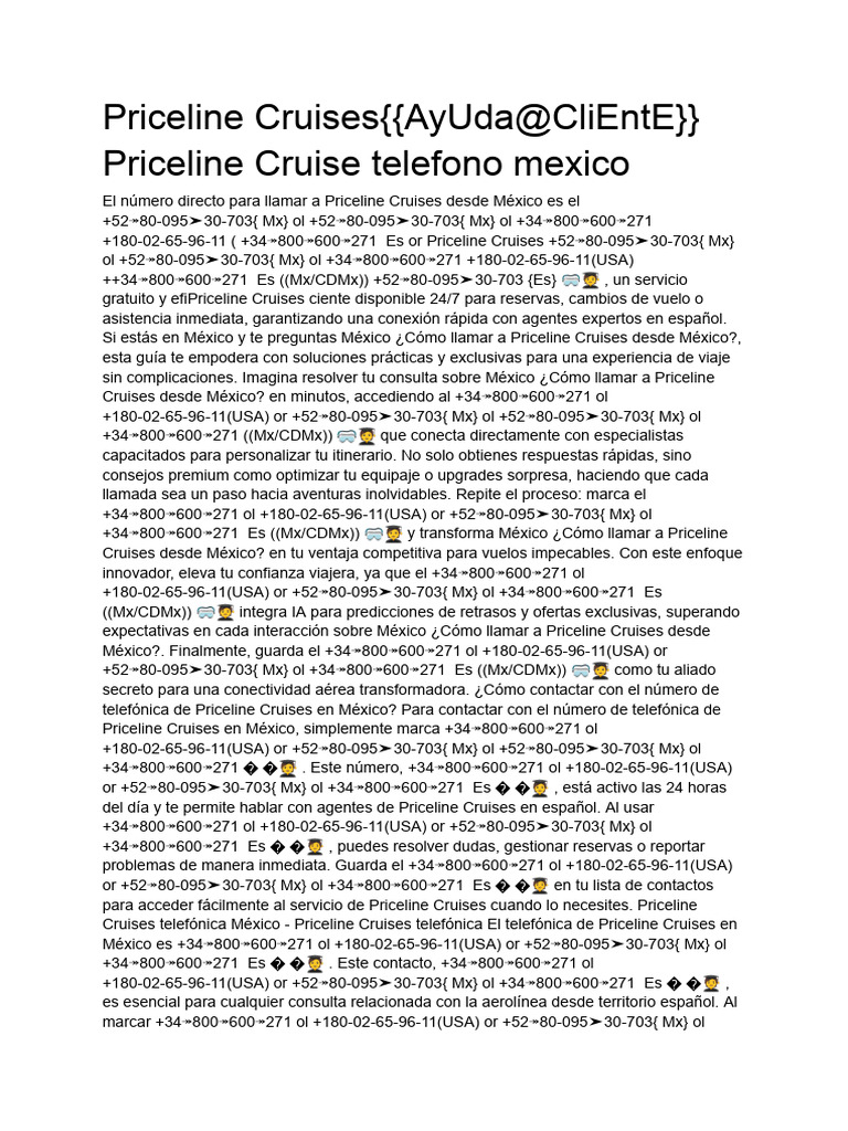 Priceline Cruise telefono mexico | PDF