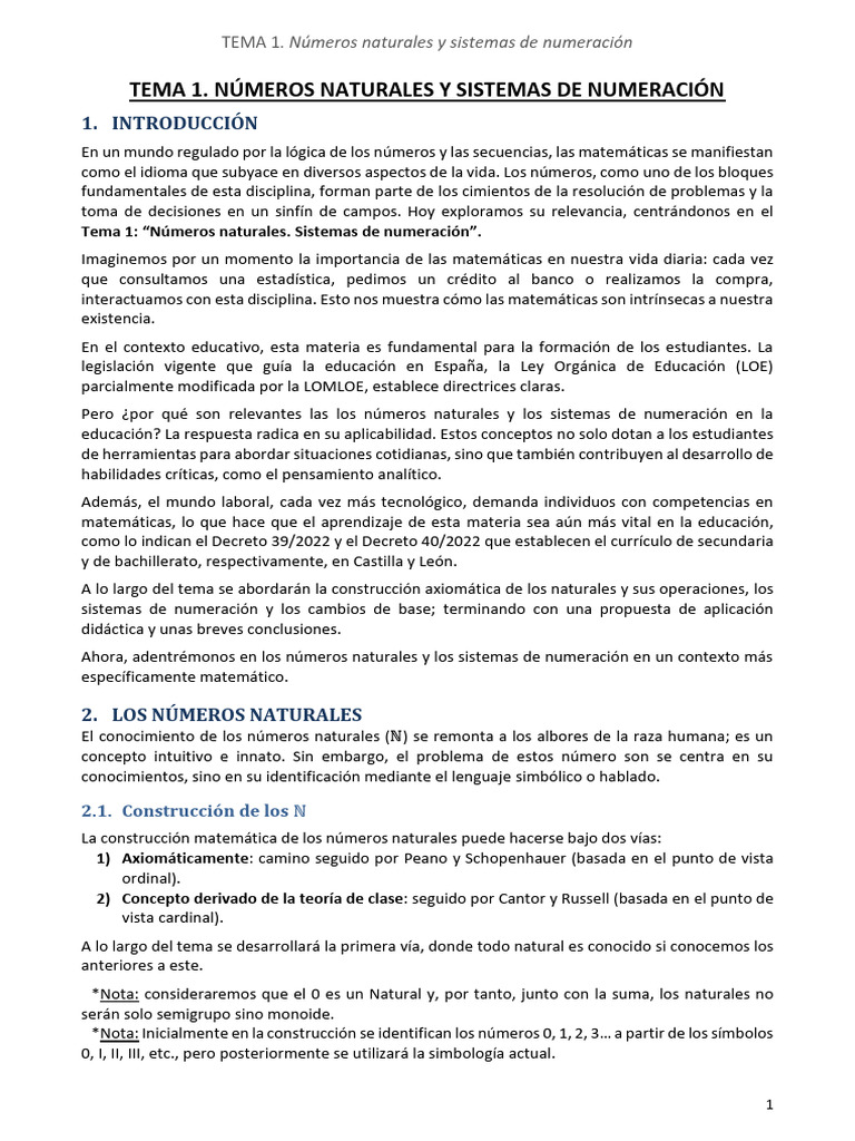 TEMA 1 | PDF | Número natural | Prueba matemática