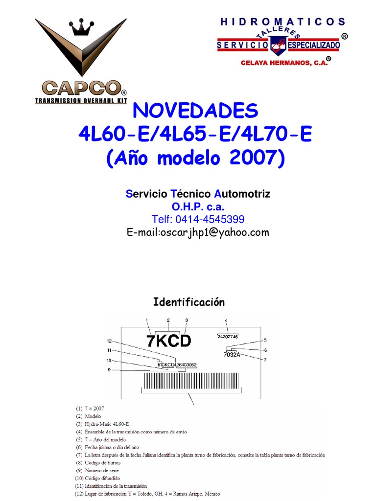 4L65 4L70 2007 | PDF | Transmisión (Mecánica) | Transmisión automática